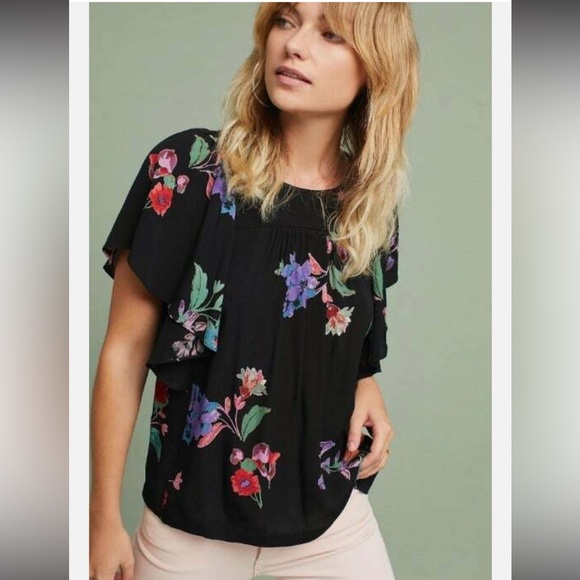 Maeve | Tops | Euc Anthropologie Maeve Prato Flutter Top | Poshmark